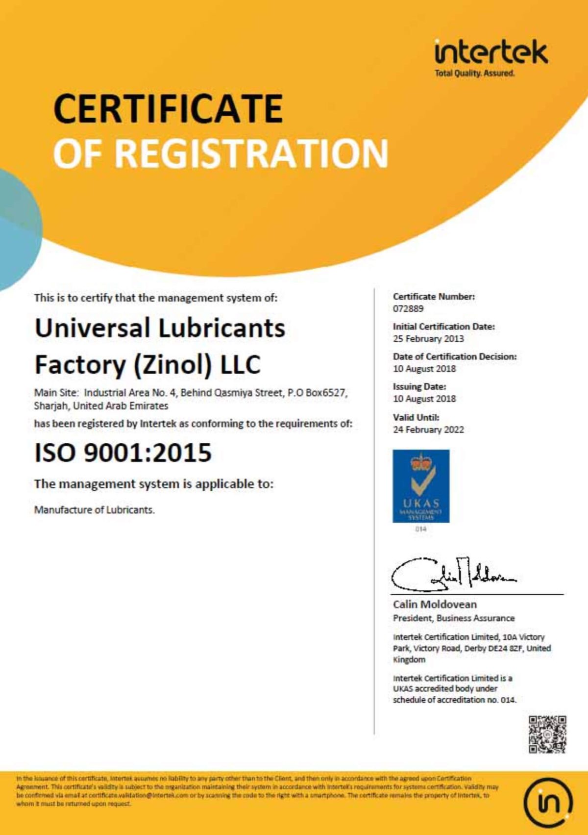 Achievements & Awards – Universal Lubricants